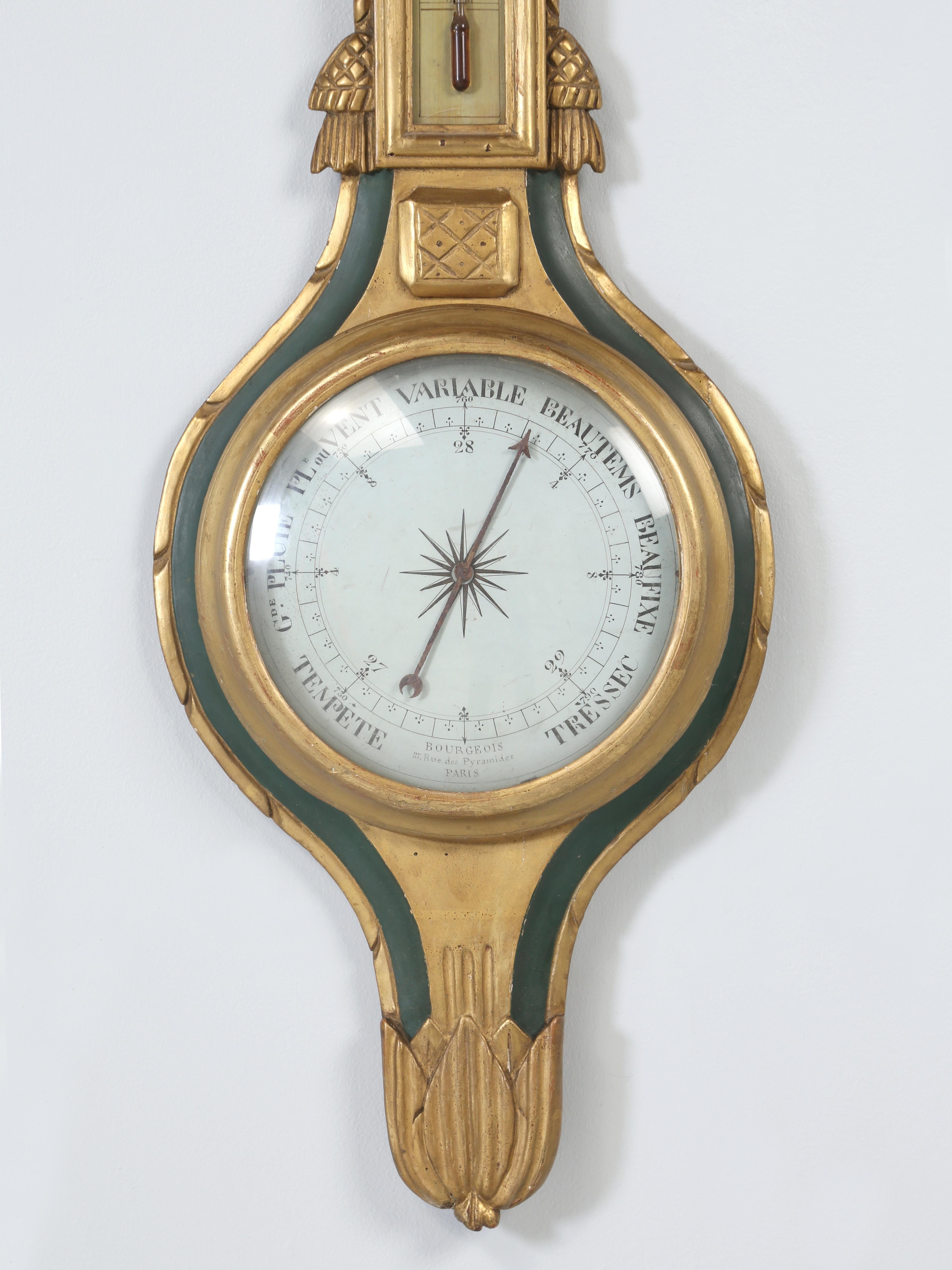 Antique French Barometer and Thermometer from Bourgeois Paris Original ...