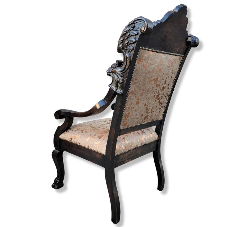 Antique French Baroque Carved Mahogany Fireside Throne Chair Newly ...