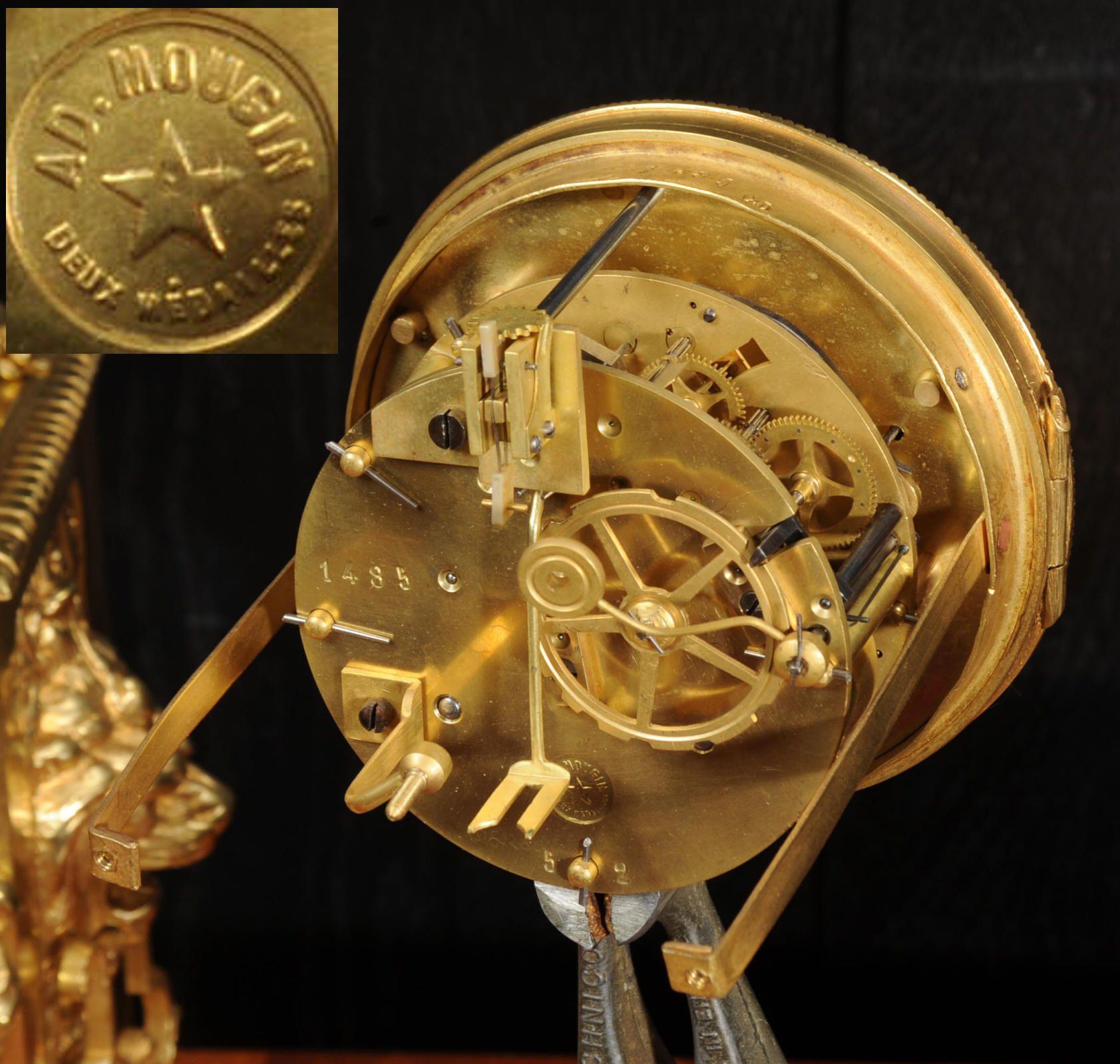 Antique French Baroque Gilt Bronze Clock, Lions Masks For Sale at 1stDibs