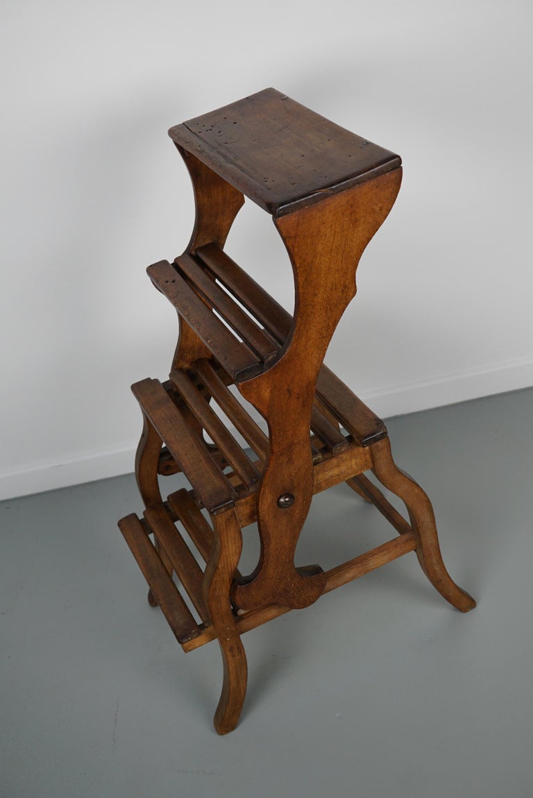 Antique French Beech Country House Metamorphic Library Steps, Late 19th ...