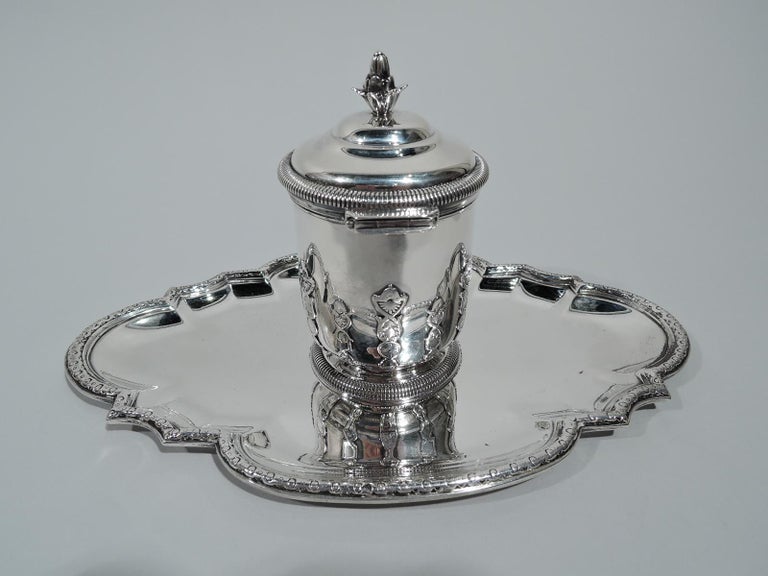 Antique French Belle Époque Classical Silver Inkwell on Stand For Sale ...