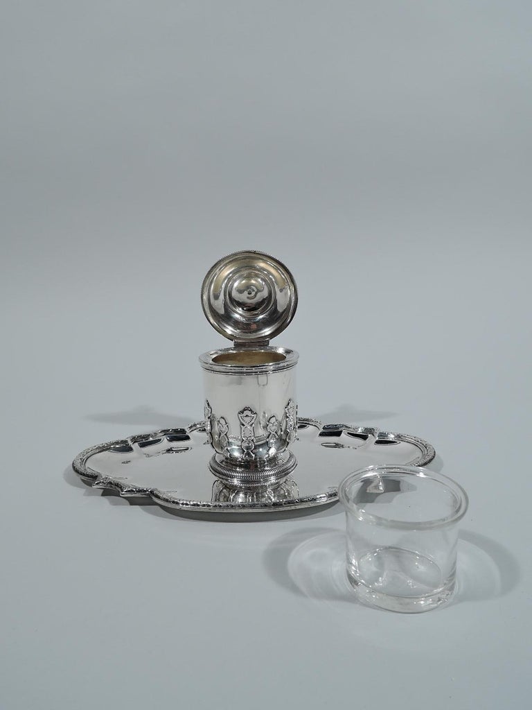 Antique French Belle Époque Classical Silver Inkwell on Stand For Sale ...