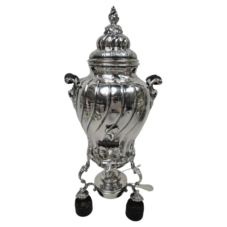 Antique French Belle Epoque Classical Silver Tea Urn For Sale at 1stDibs
