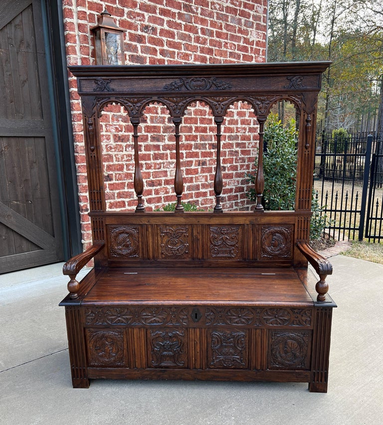 Antique French Bench Chair Settee Hall Bench Banquette Renaissance ...