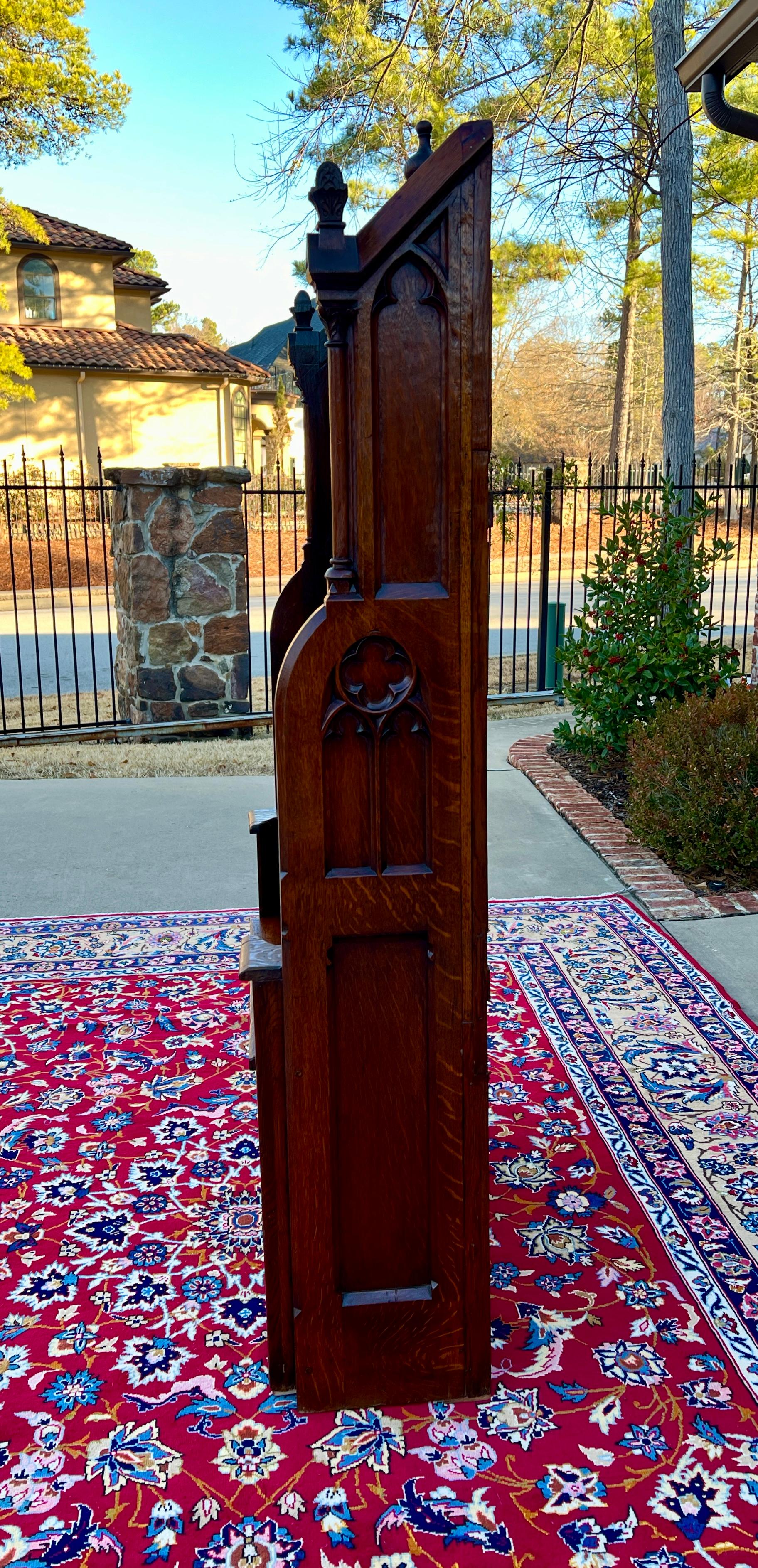 Antique French Bench Settee Gothic Revival Oak Church Bench Trunk 74 ...