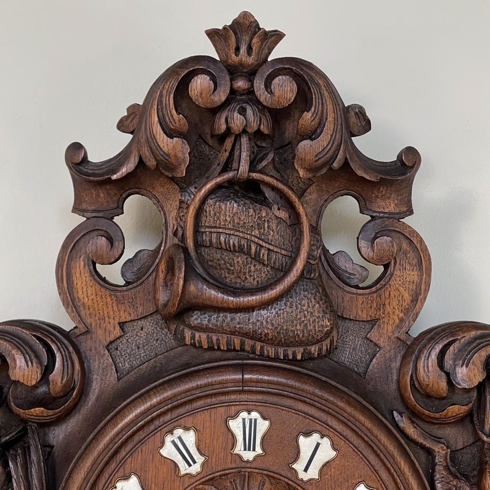Antique French Black Forest Hand Carved Hunt Wall Clock For Sale at ...
