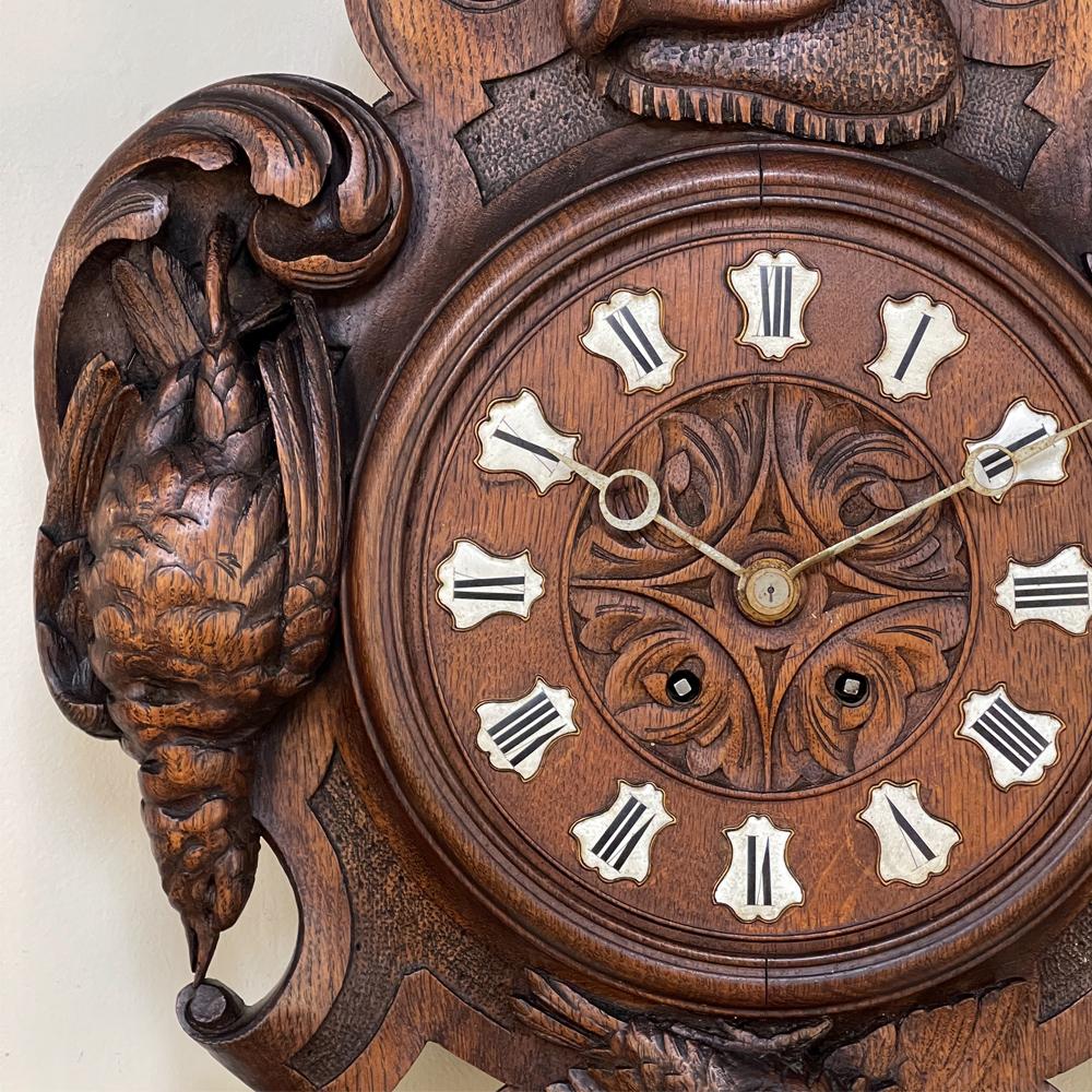 Antique French Black Forest Hand Carved Hunt Wall Clock For Sale at ...