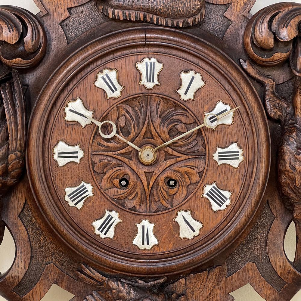 Antique French Black Forest Hand Carved Hunt Wall Clock For Sale at ...