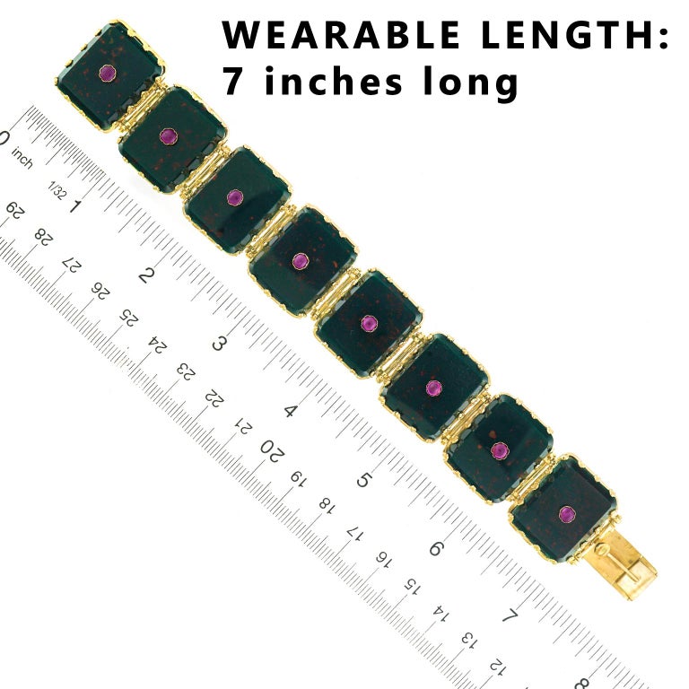 Antique French Bloodstone and Ruby-Set Gold Bracelet For Sale at ...