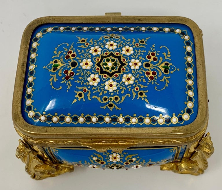Antique French Blue Enameled Box For Sale at 1stDibs