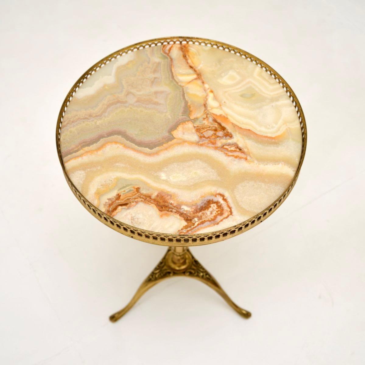 Antique French Brass and Onyx Side Table For Sale at 1stDibs
