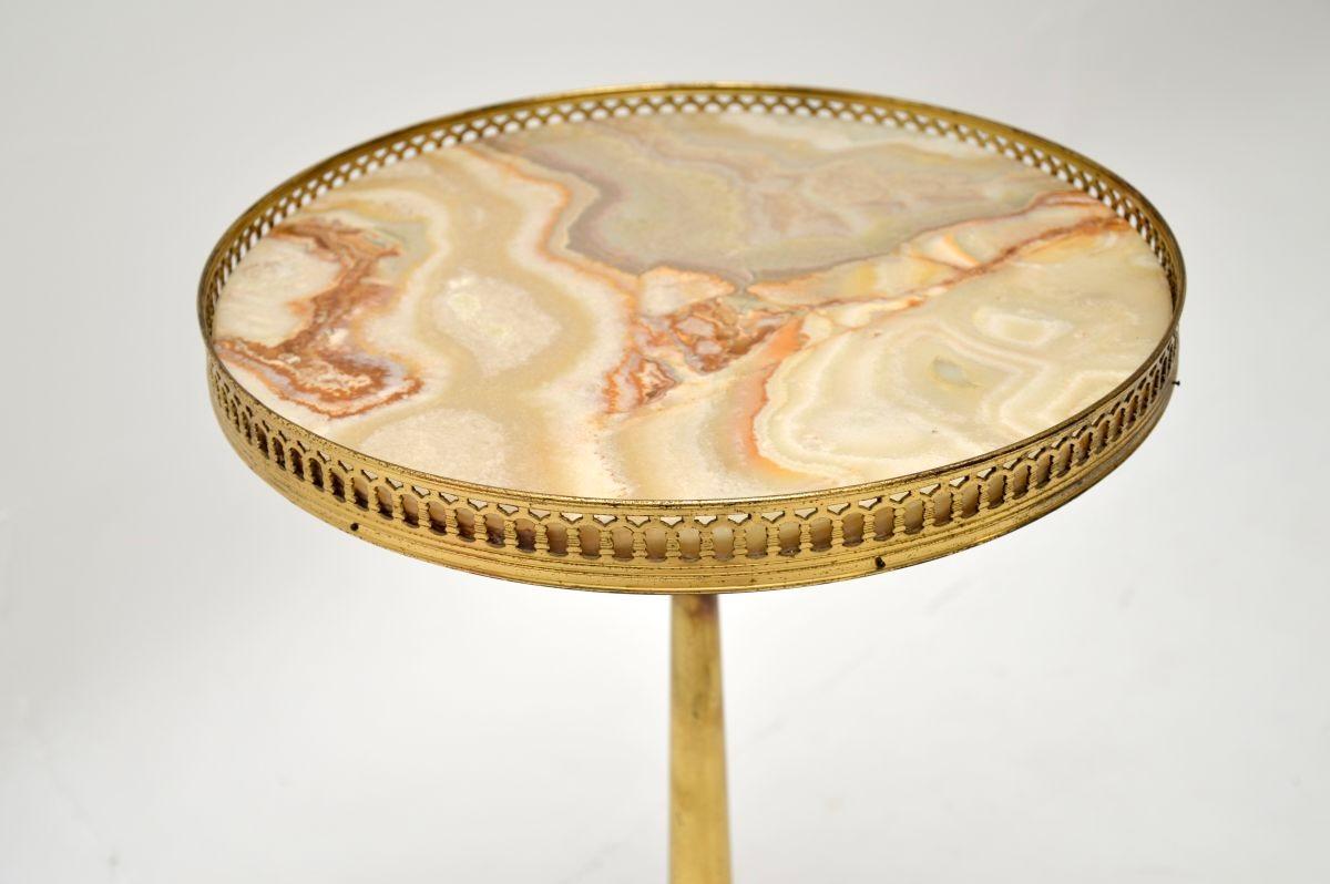 Antique French Brass and Onyx Side Table For Sale at 1stDibs