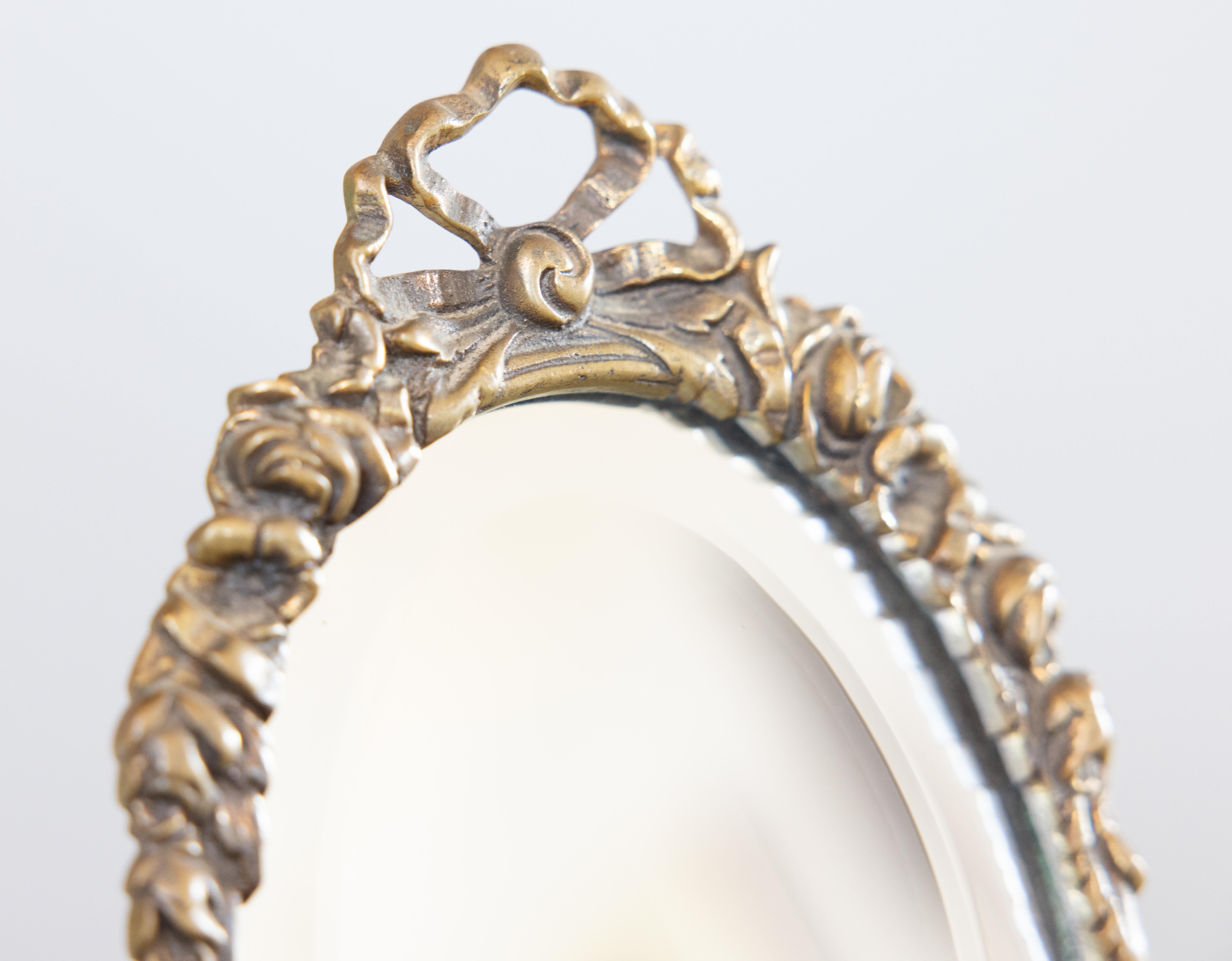 Antique French Brass Bow and Roses Vanity Dresser Mirror For Sale at ...