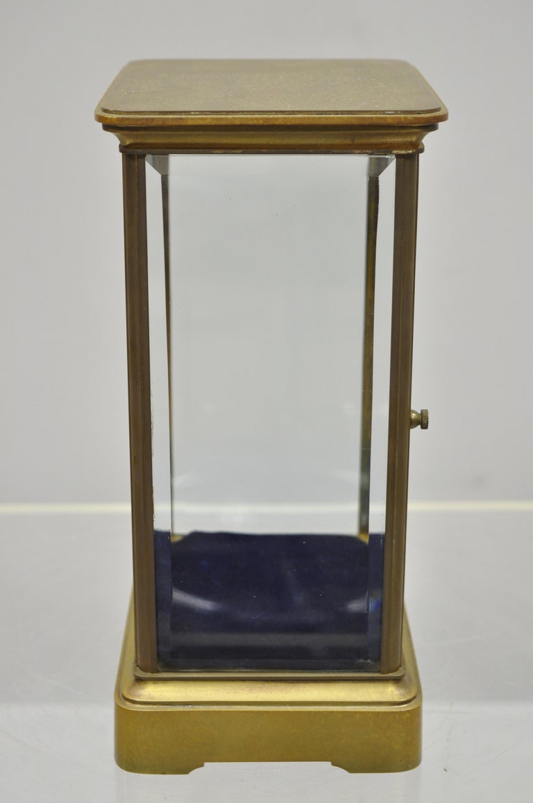 Antique French Brass Bronze Glass Small Carriage Clock Mini Figure ...