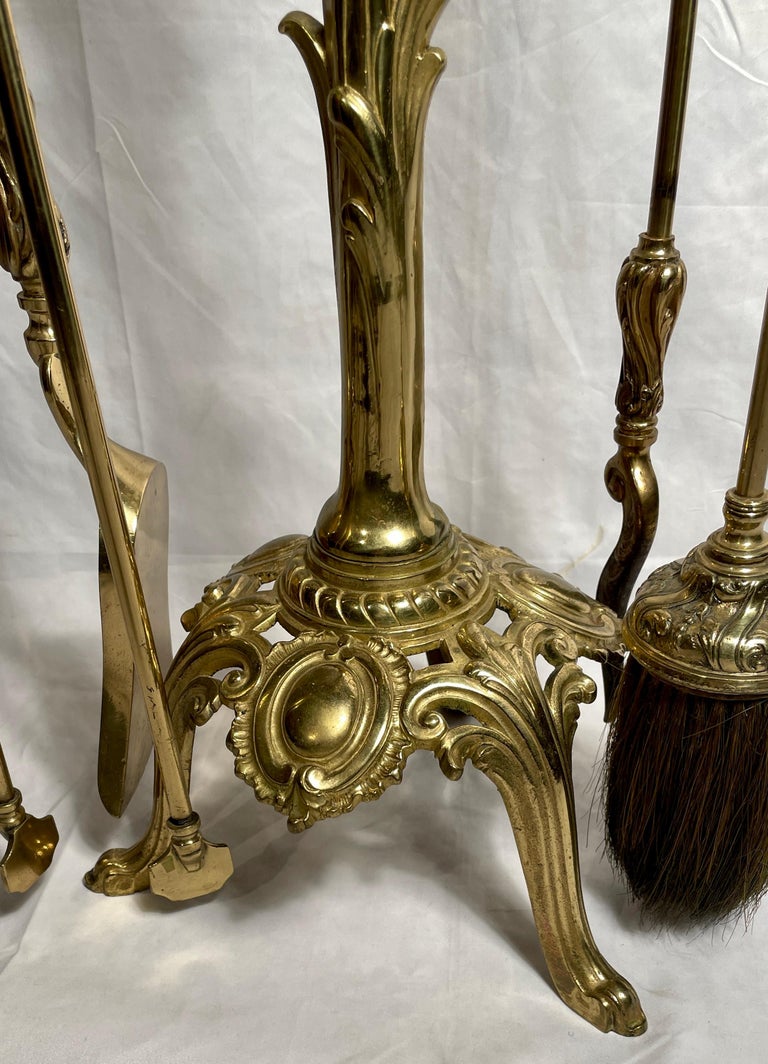 Antique French Brass Fireplace Tools and Stand, circa 1890 For Sale at ...