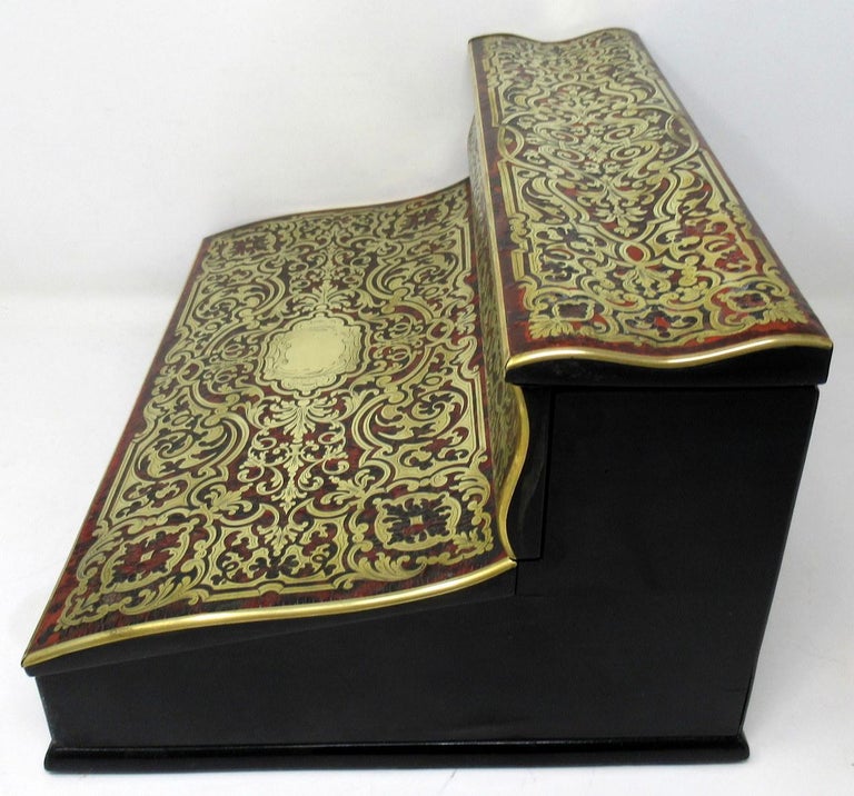 Antique French Brass Inlaid Ebony Boulle Mahogany Writing Slope Box ...