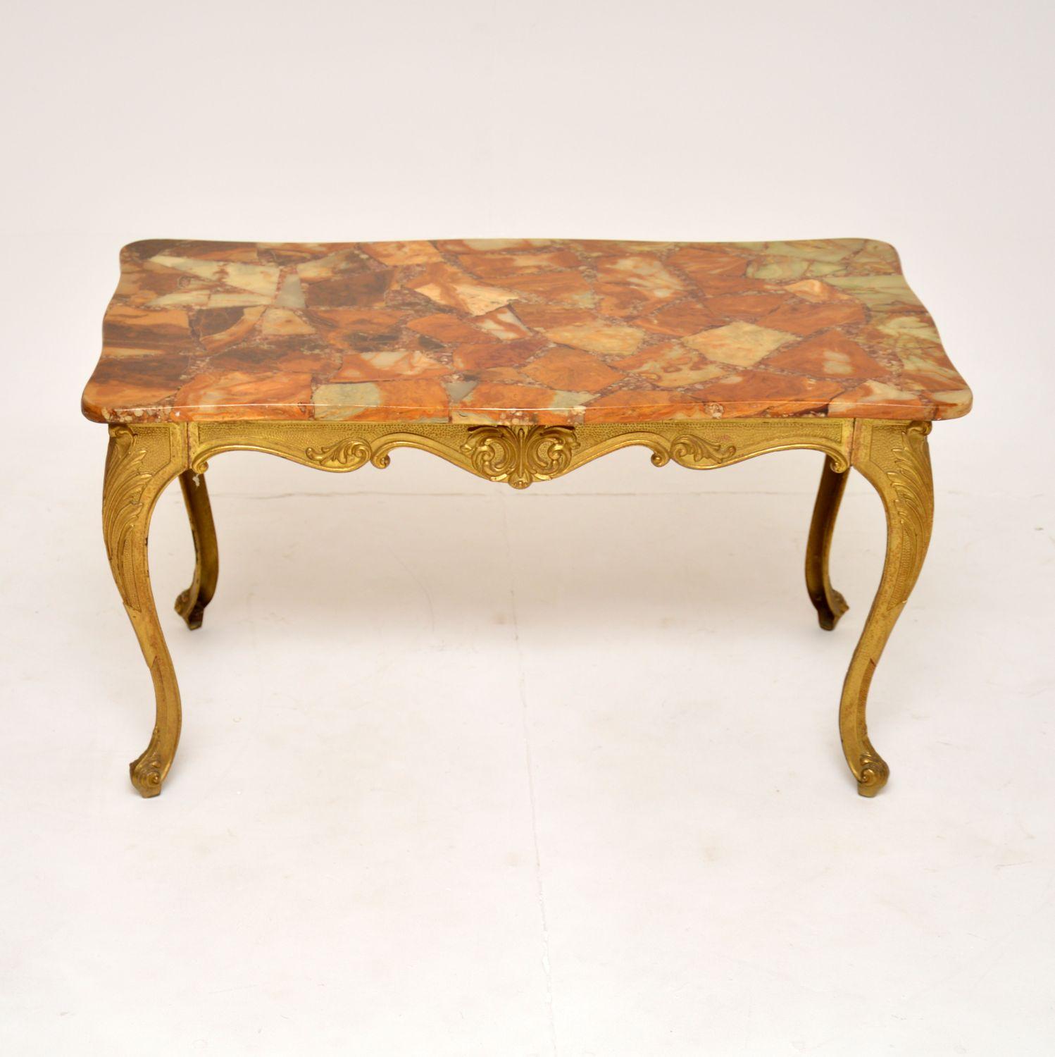 Antique French Brass and Onyx Coffee Table at 1stDibs