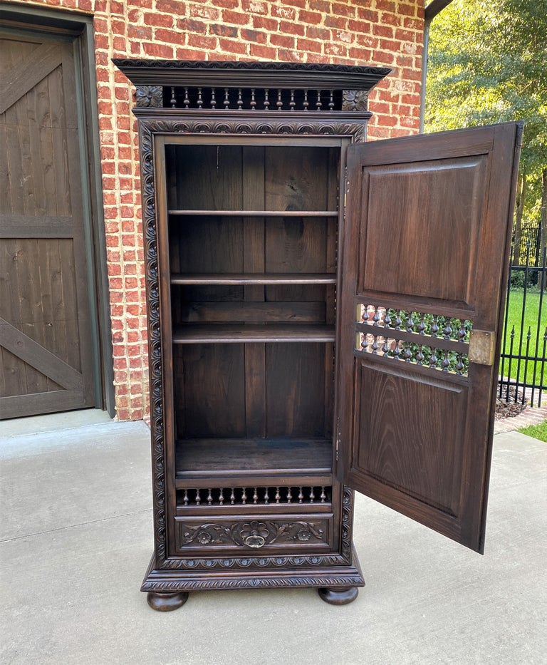 Antique French Breton Armoire Wardrobe Bookcase with Drawer Cabinet ...