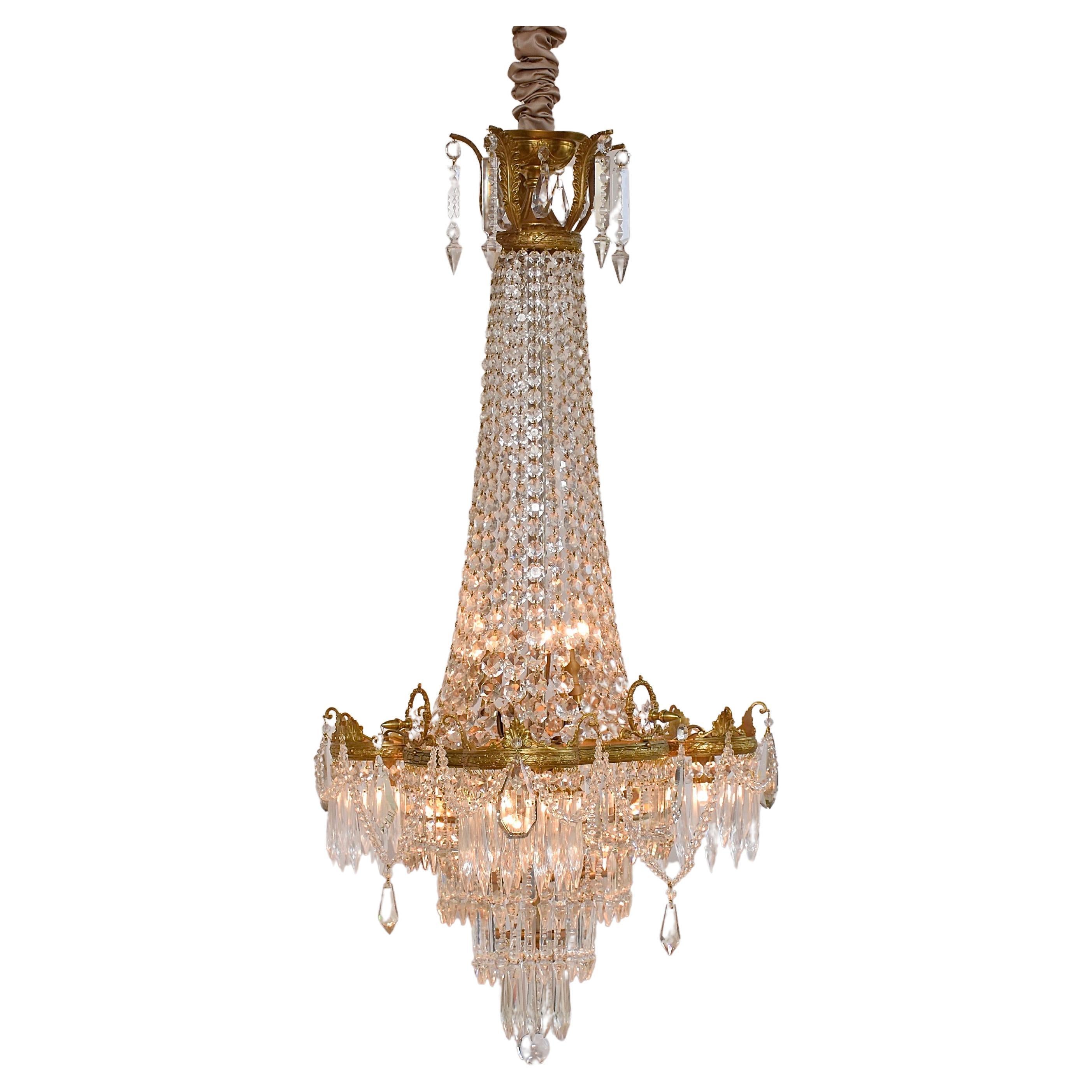 Antique French bronze crystal chandelier in the style of Louis XVI For ...
