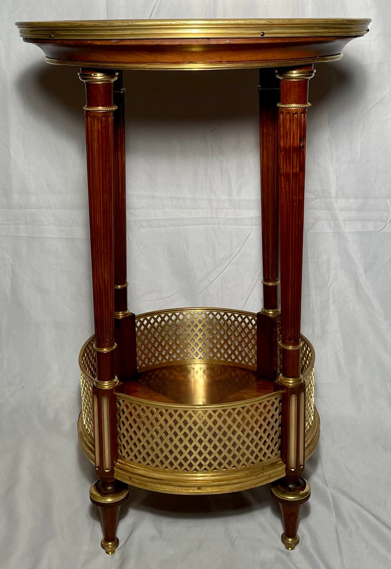 Antique French Bronze D' Ore Mounted Mahogany Table with Marble Top ...