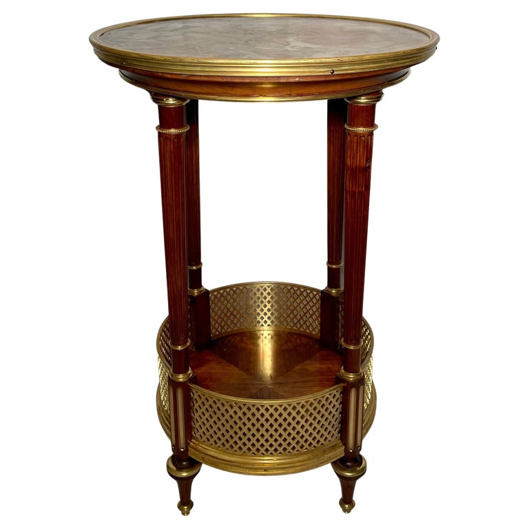 Antique French Bronze D' Ore Mounted Mahogany Table with Marble Top ...