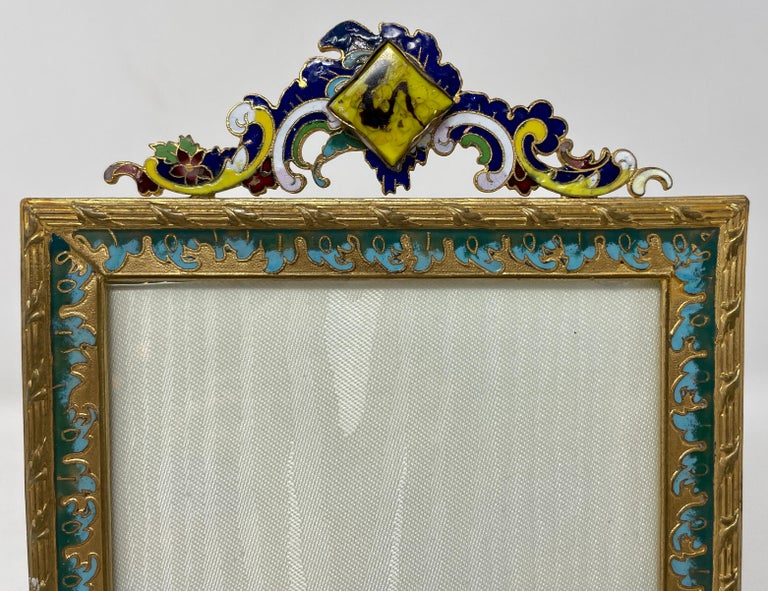 Antique French Bronze D' Ore Picture Frame with Polychrome Enamel ...
