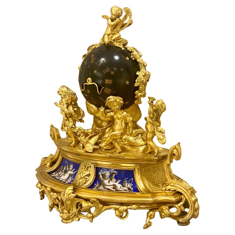 Antique French Bronze Dore 3 Piece Clock Set Cherubs Putti After ...