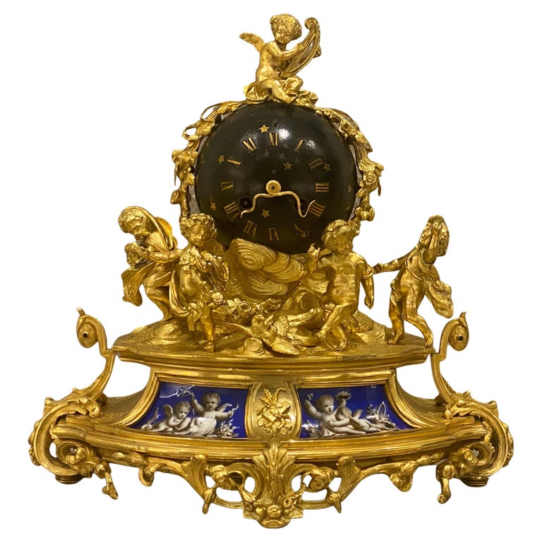 Antique French Bronze Dore 3 Piece Clock Set Cherubs Putti After ...