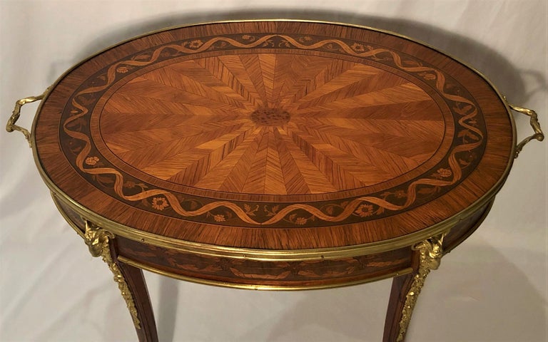 Antique French Bronze D'Ore, Mahogany and Satinwood Inlay Tray Table ...