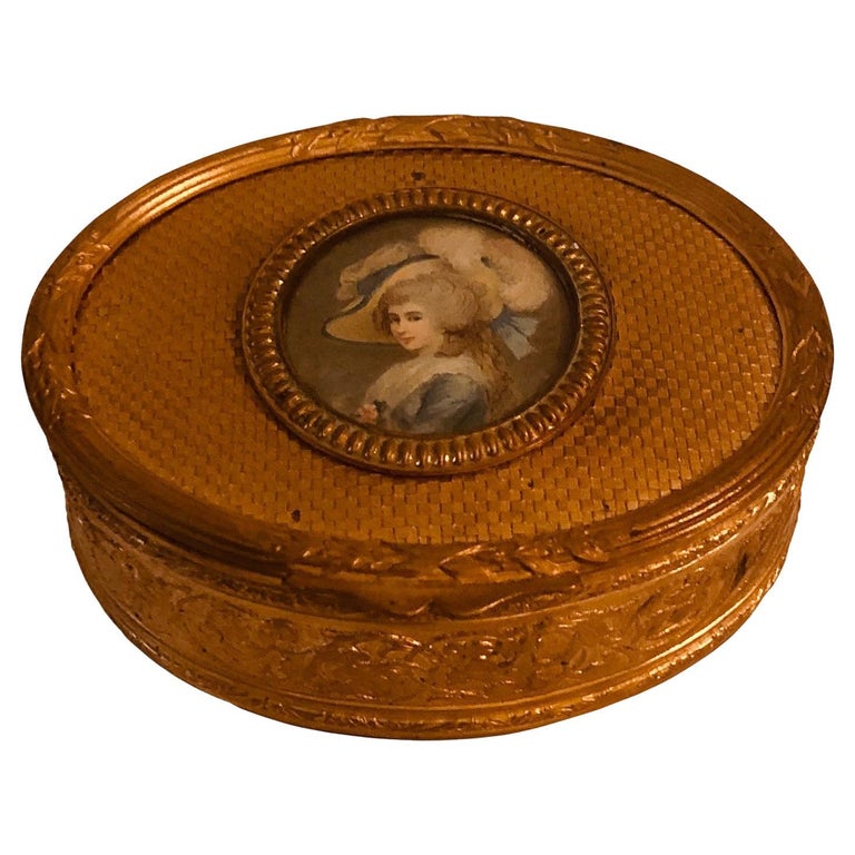 Antique French Bronze Dore Portrait Box For Sale at 1stDibs