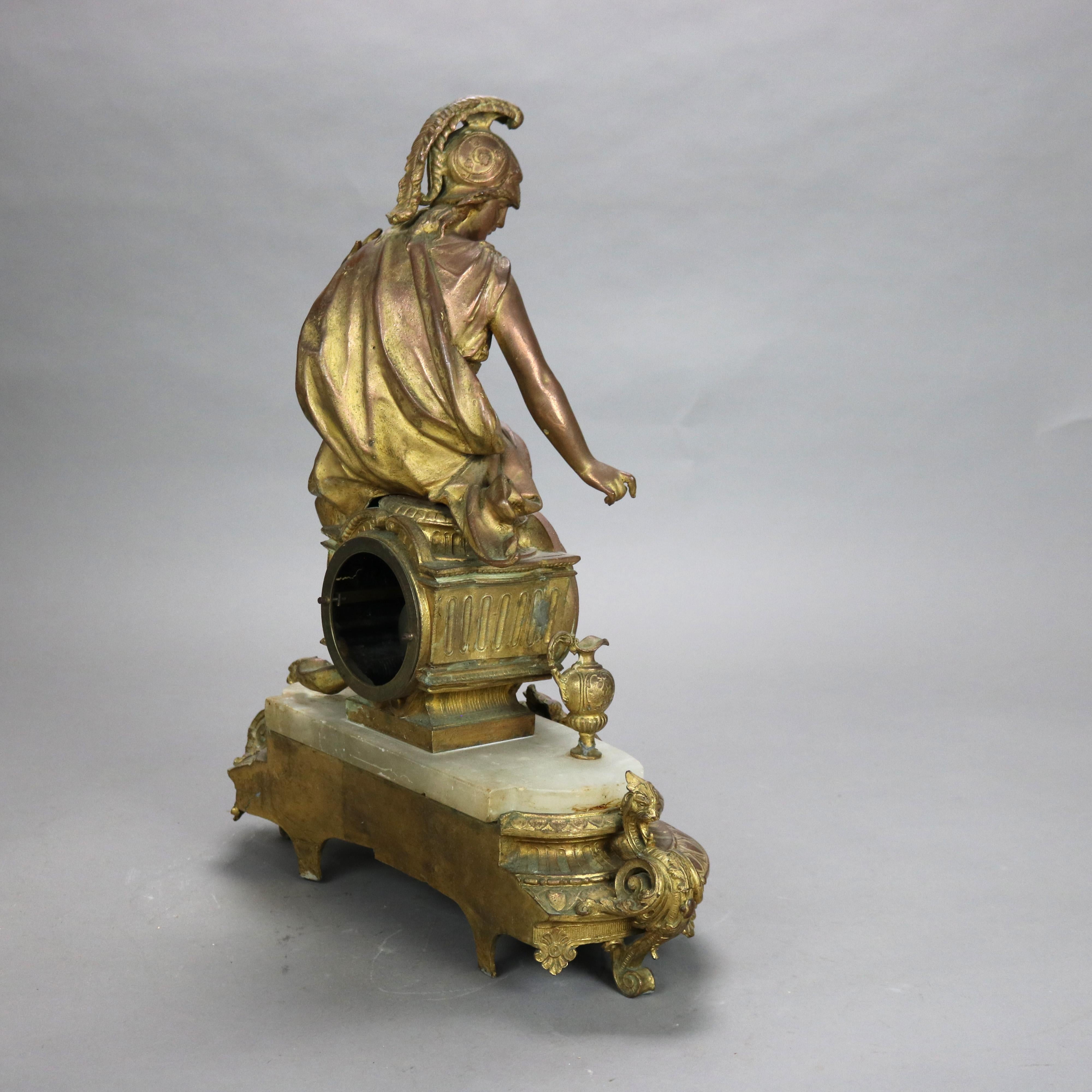 Antique French Bronze and Marble Figural Clock with Classical Woman ...
