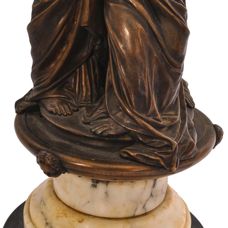 Antique French Bronze and Marble Statue Sculpture Table Lamp The Three ...