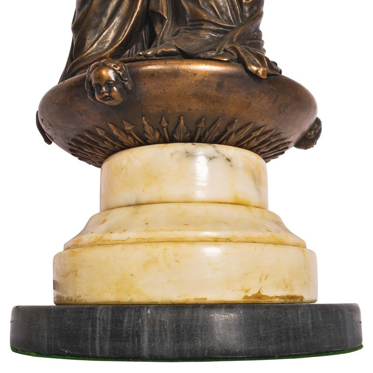 Antique French Bronze and Marble Statue Sculpture Table Lamp The Three ...