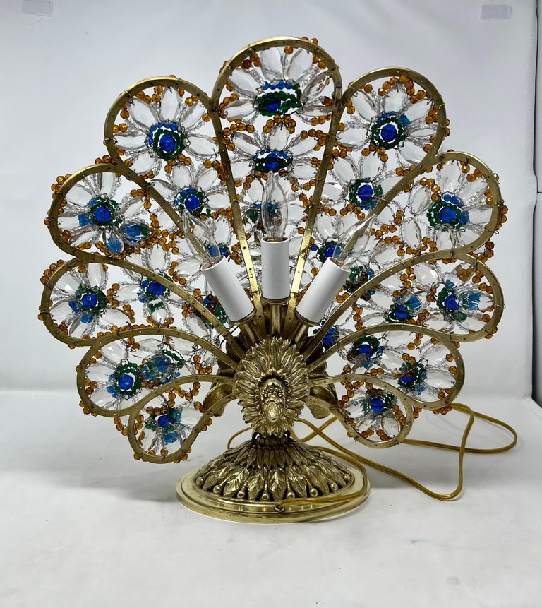 Antique French Bronze Peacock Lamp, circa 1890 For Sale at 1stDibs