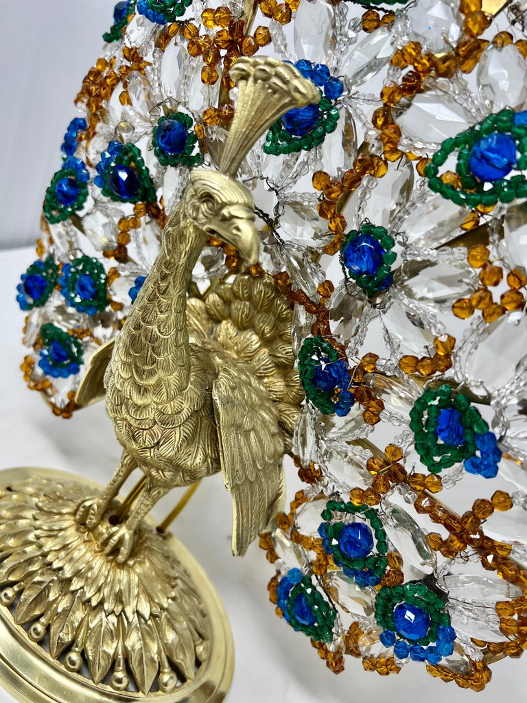 Antique French Bronze Peacock Lamp, circa 1890 For Sale at 1stDibs
