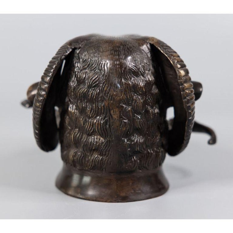 Antique French Bronze Ram's Head Sculpture at 1stDibs
