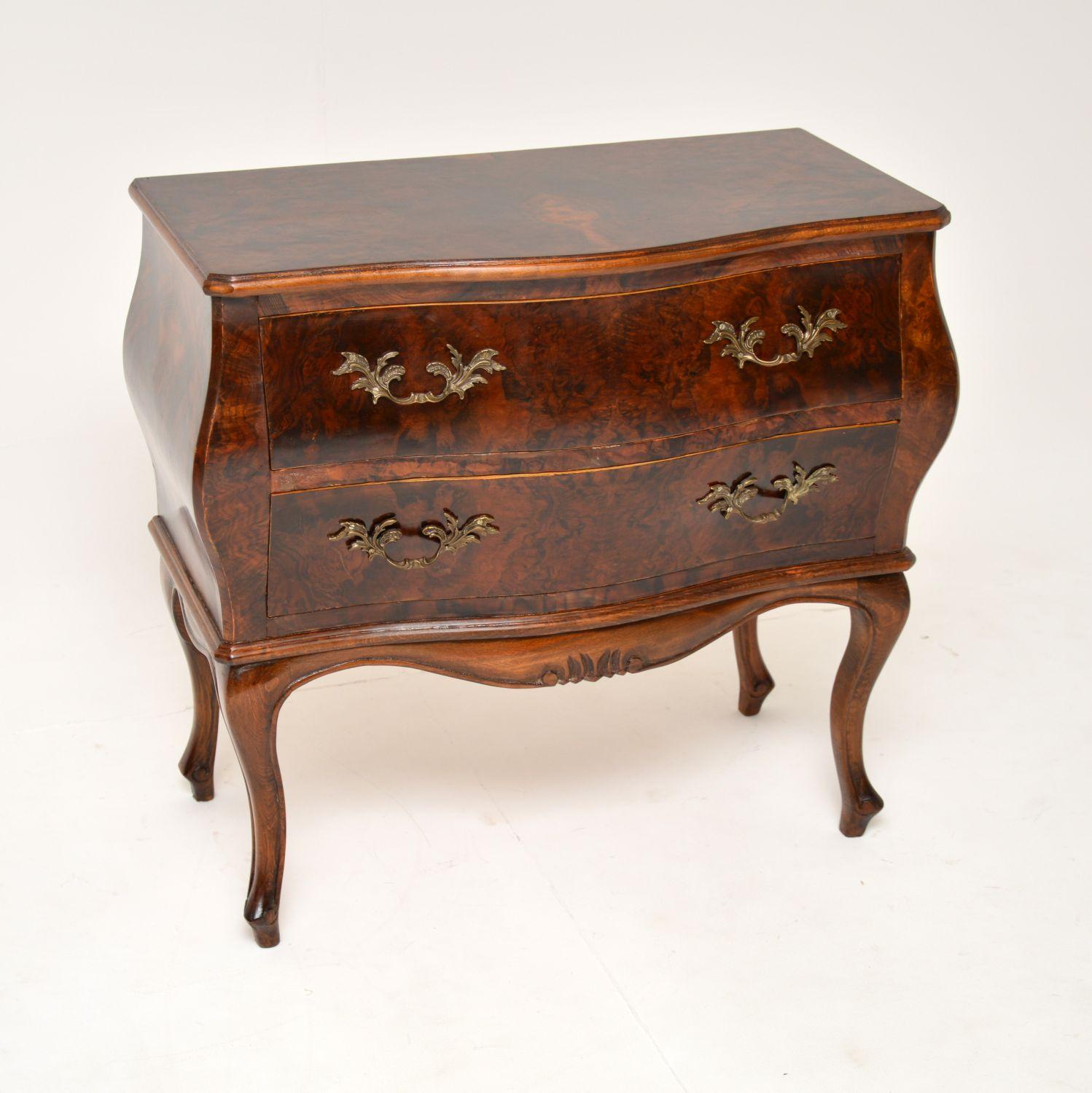 Antique French Burr Walnut Bombe Commode at 1stDibs
