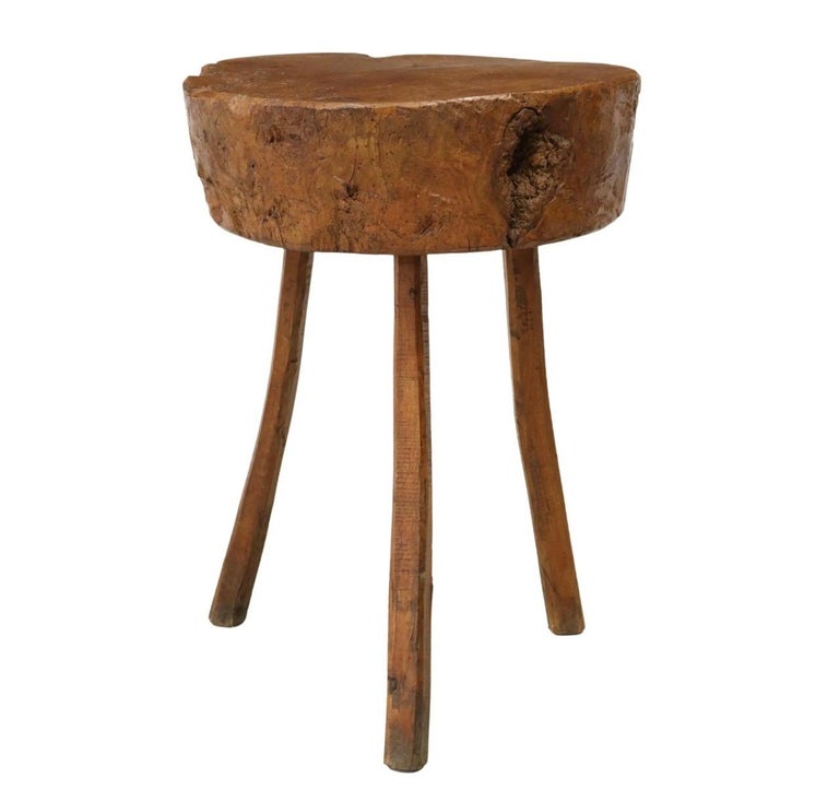 Antique French Butcher Block Primitive Table, Side, Accent, circa 1880 ...