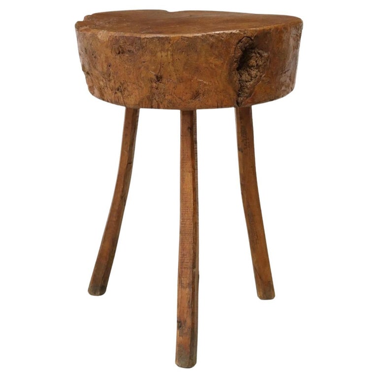 Antique French Butcher Block Primitive Table, Side, Accent, circa 1880 ...
