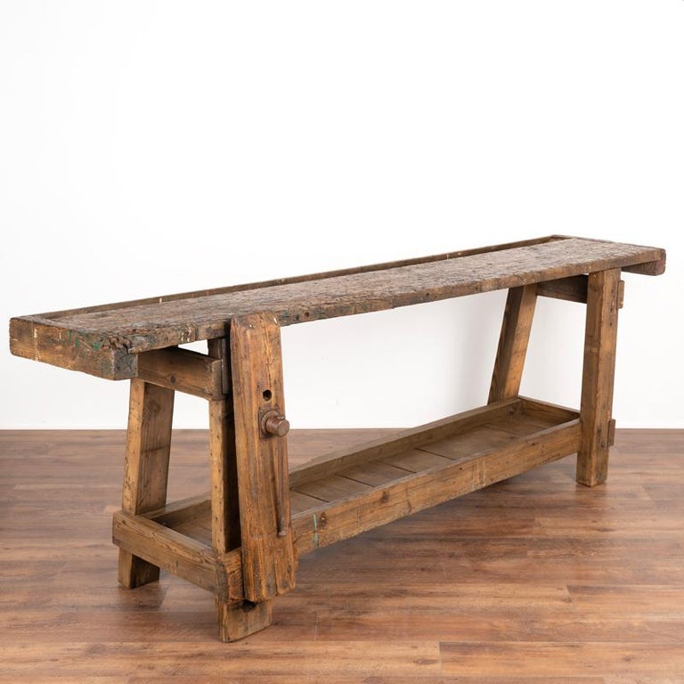 Antike französische Carpenter''s Workbench Work Tisch-Konsole mit Regal ...