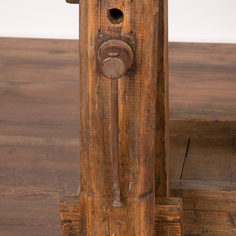 Antique French Carpenter's Workbench Work Table Console with Shelf at ...