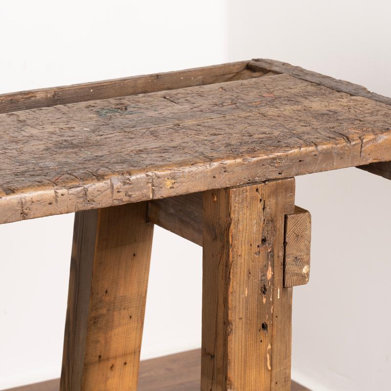 Antique French Carpenter's Workbench Work Table Console with Shelf at ...