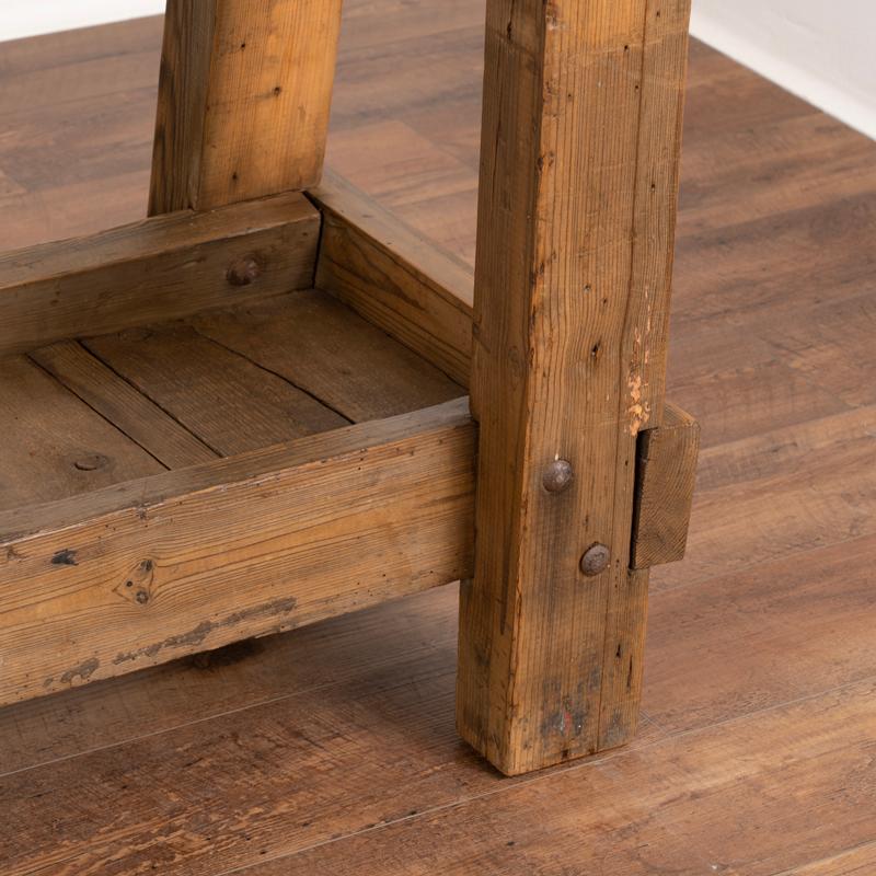 Antique French Carpenter's Workbench Work Table Console with Shelf at ...