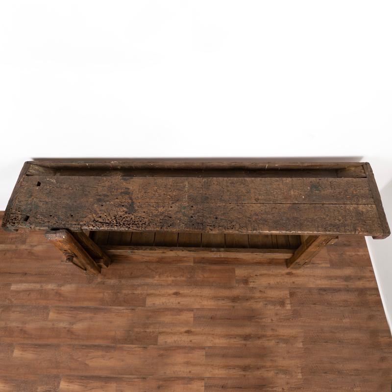 Antique French Carpenter's Workbench Work Table Console with Shelf at ...