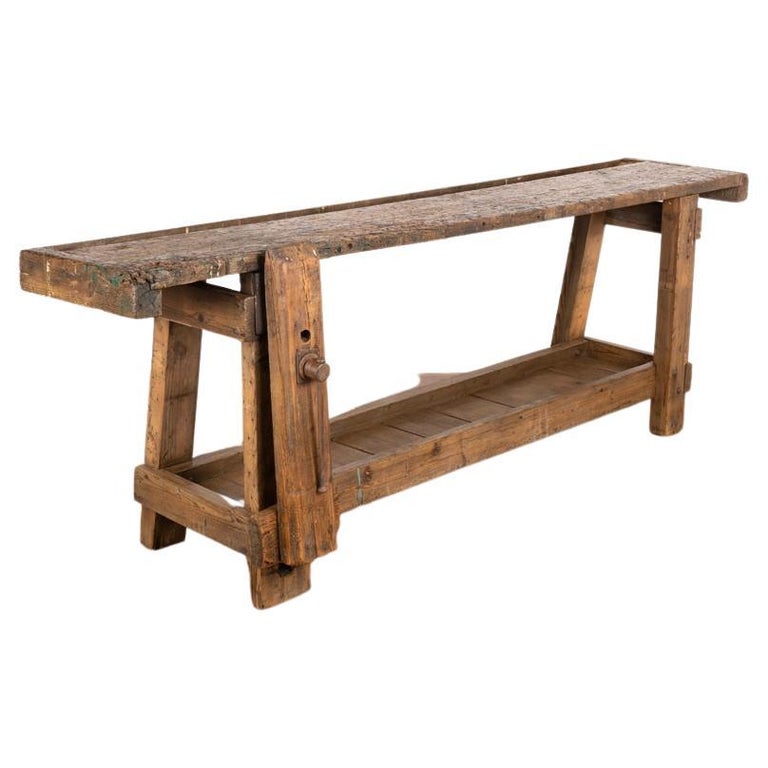 Antike französische Carpenter''s Workbench Work Tisch-Konsole mit Regal ...