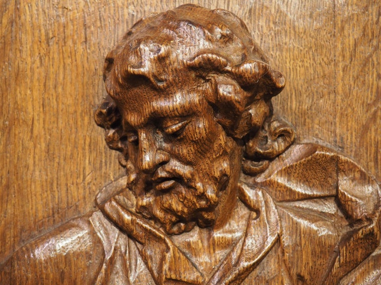 Antique French Carved and Incurved Oak Bas Relief Plaque of St Luke ...