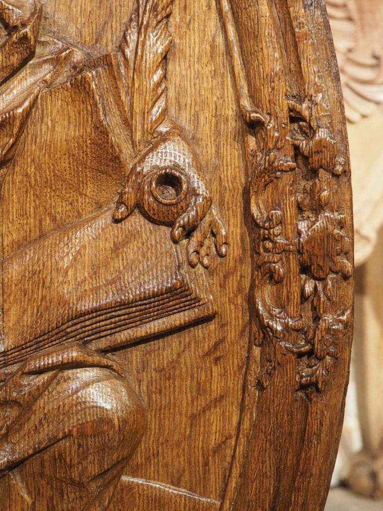 Antique French Carved and Incurved Oak Bas Relief Plaque of St Luke ...