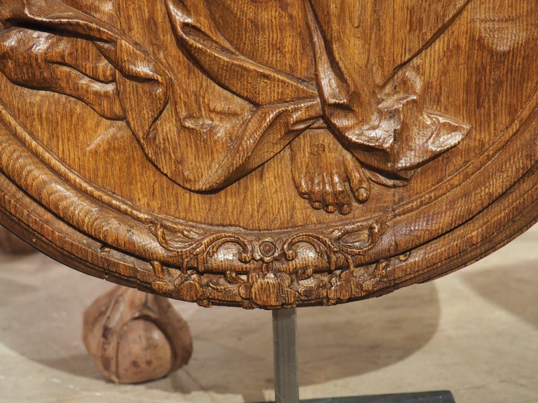 Antique French Carved and Incurved Oak Bas Relief Plaque of St Luke ...