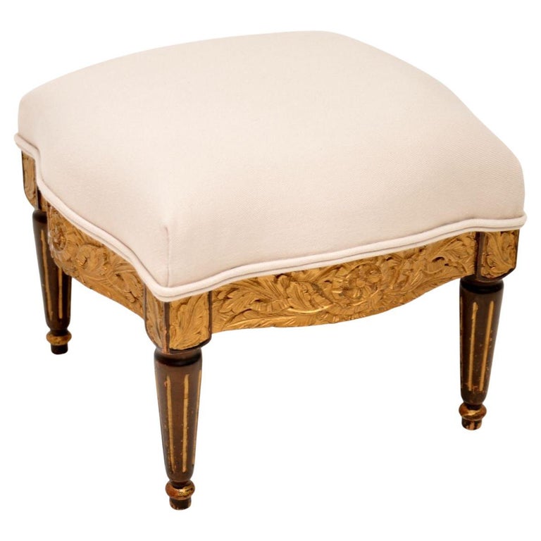 Antique French Carved Gilt Wood Stool For Sale at 1stDibs