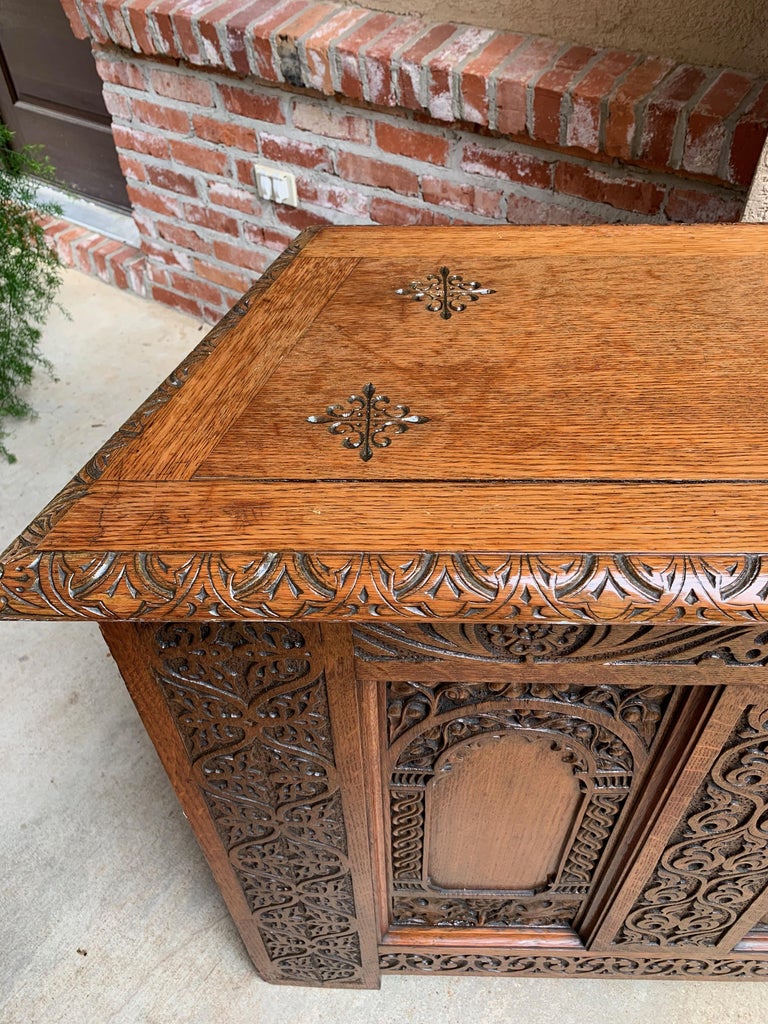 Antique French Carved Oak Altar Hall Table Sofa Foyer Gothic Chapel ...
